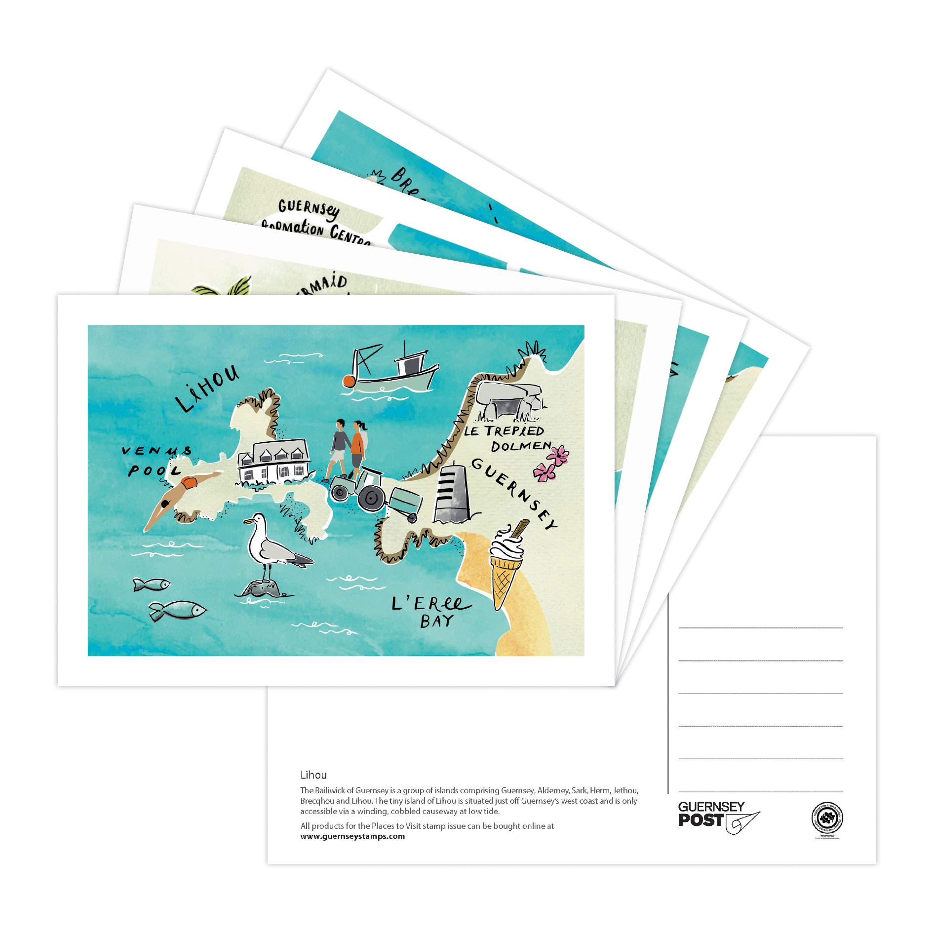 Places to Visit Set of 4 Postcards