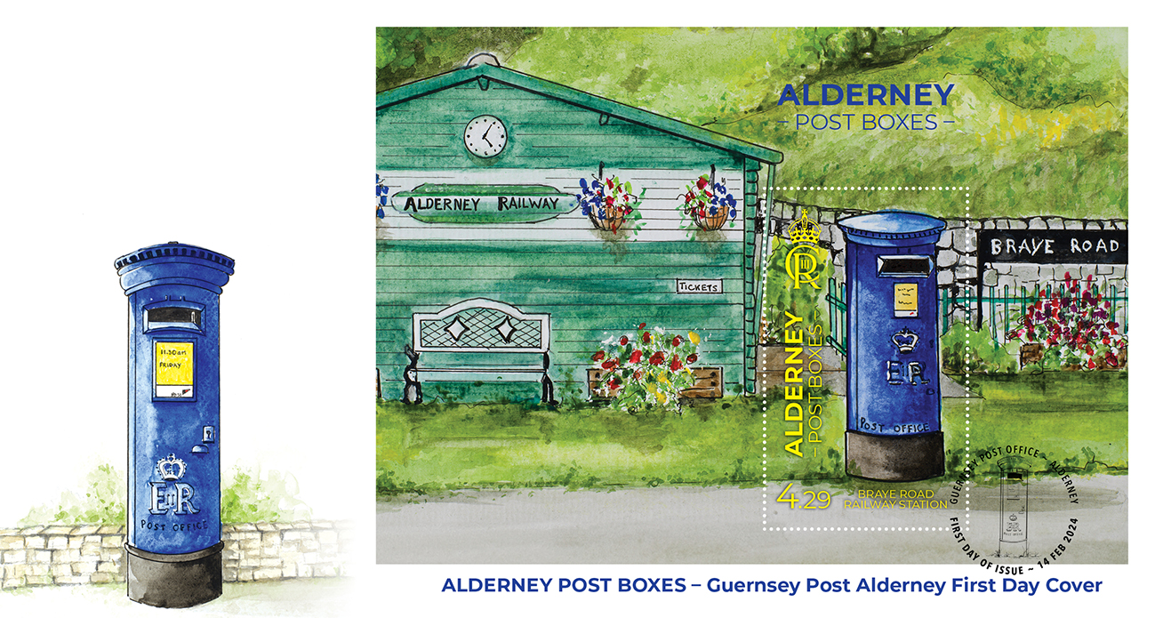 Alderney-Post-Boxes Miniature Sheet First Day Cover