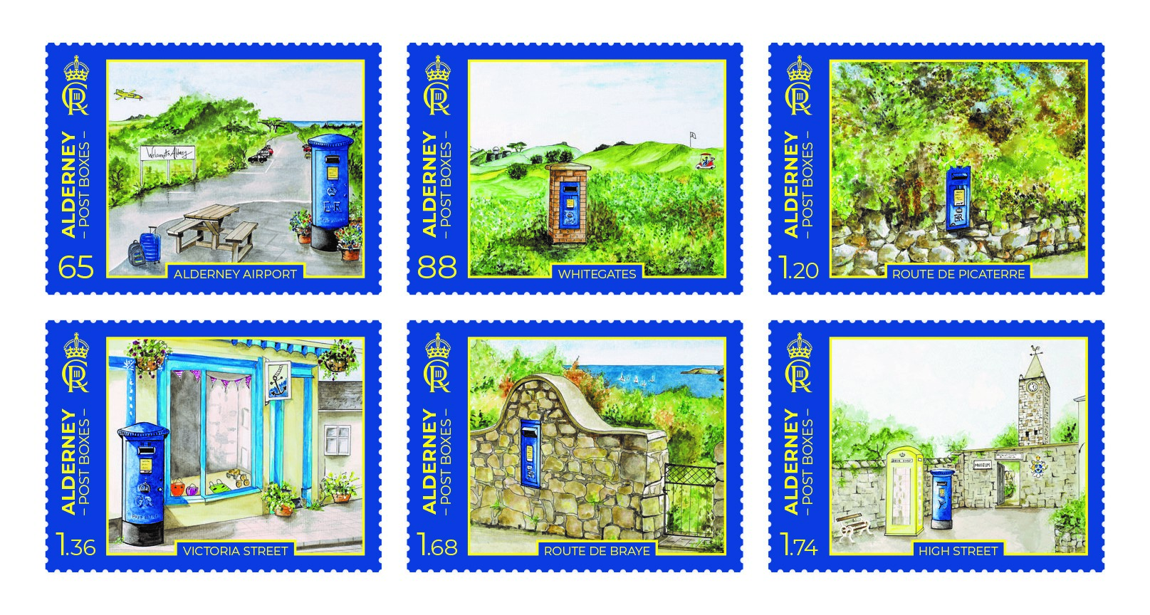 Alderney-Post-Boxes Set of 6 stamps