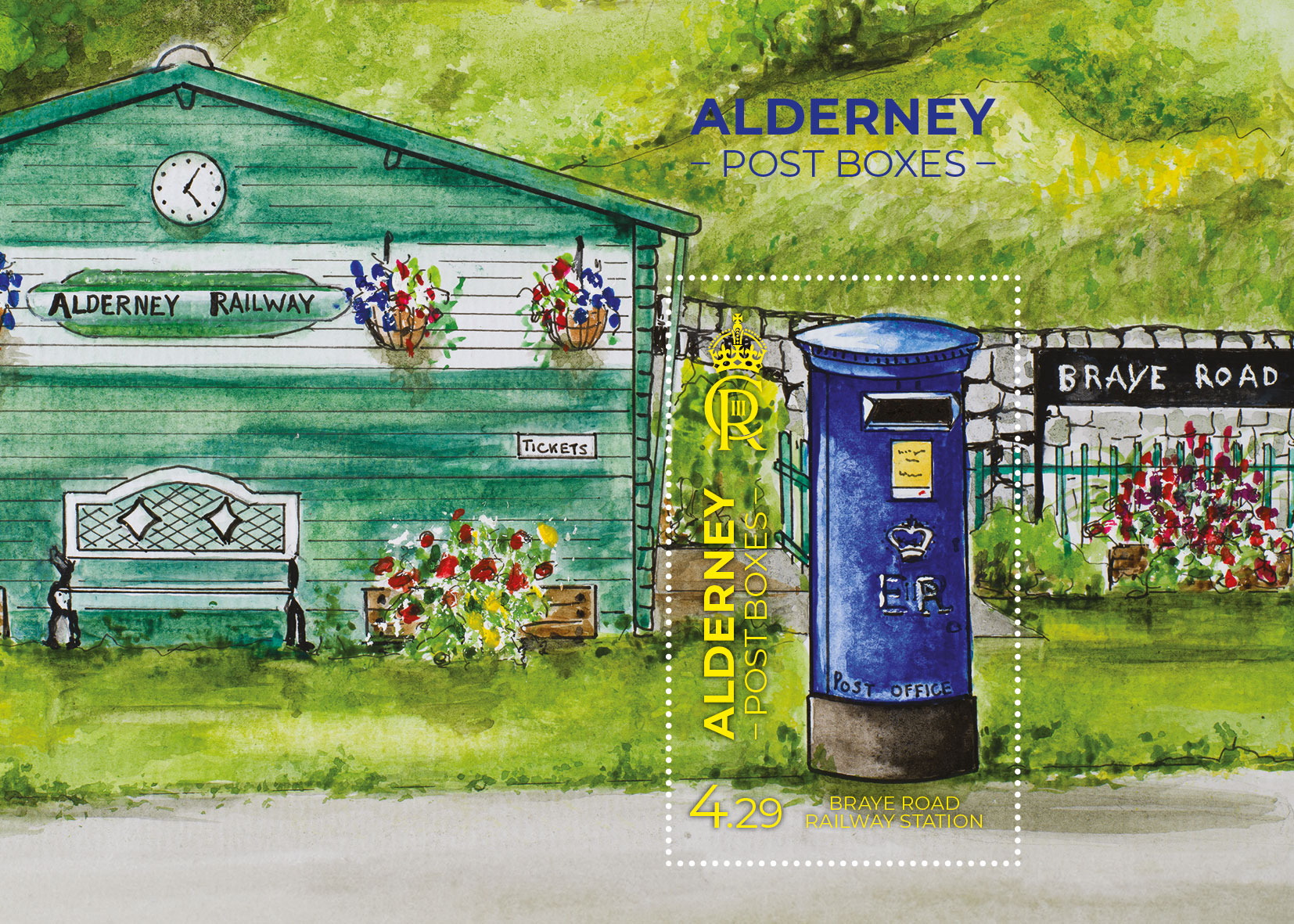 Alderney-Post-Boxes Miniature Sheet