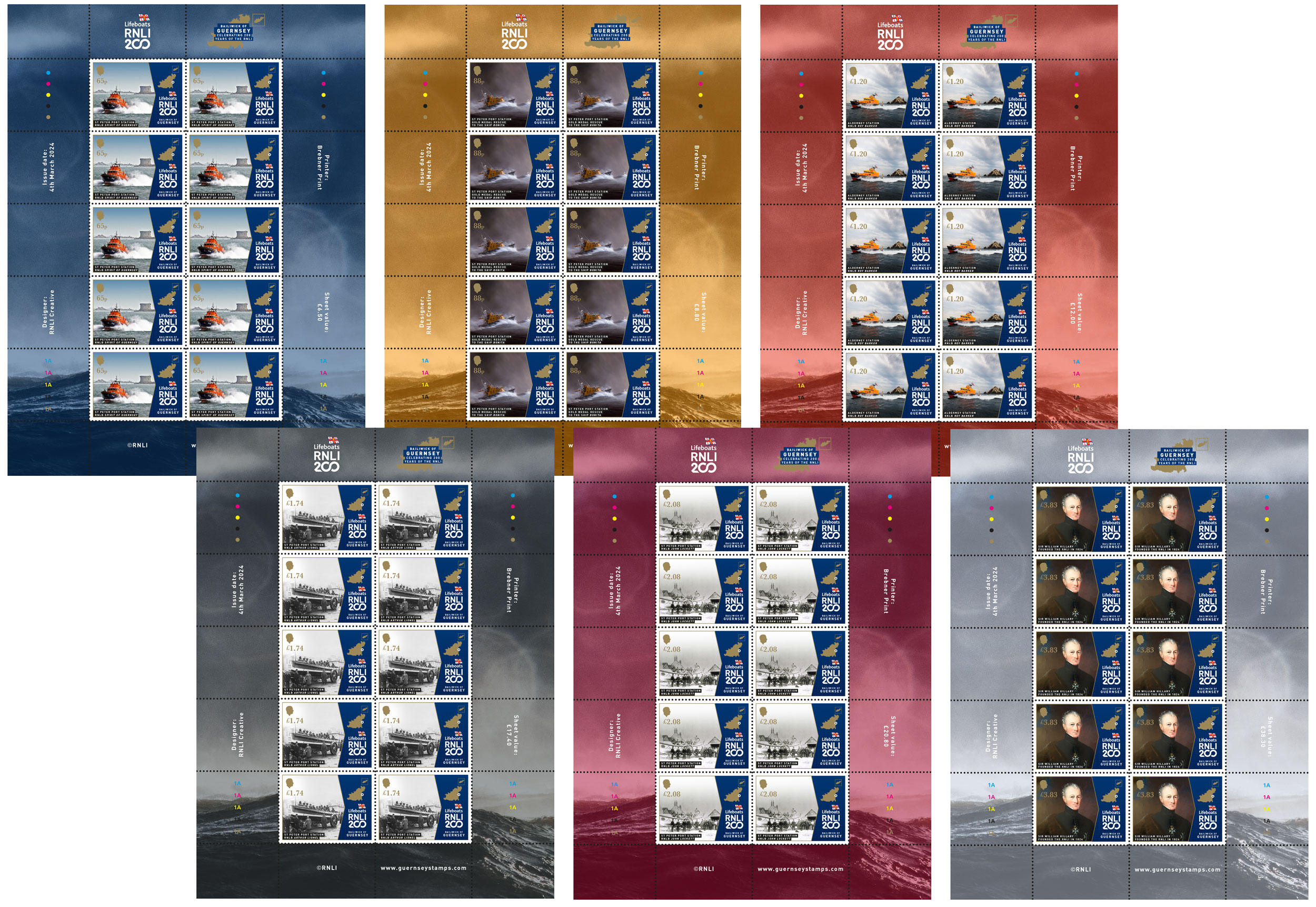 RNLI 200 Years Sheets of 10