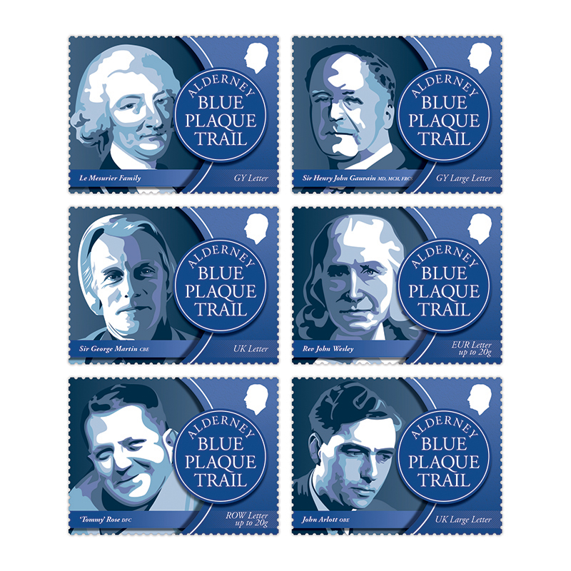 Alderney Blue Plaque Trail Set of 6 stamps