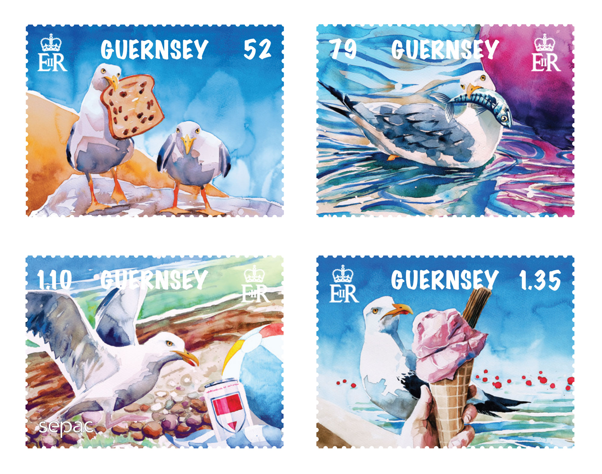 SEPAC: Seagull Mischief set of 4 stamps